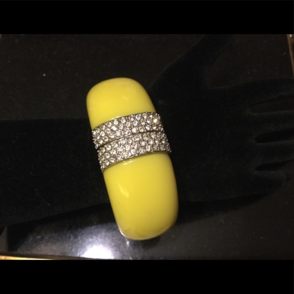 Jewelry | Fashion Lucite Rhinestones Lemon Yellow Bracelet | Poshmark